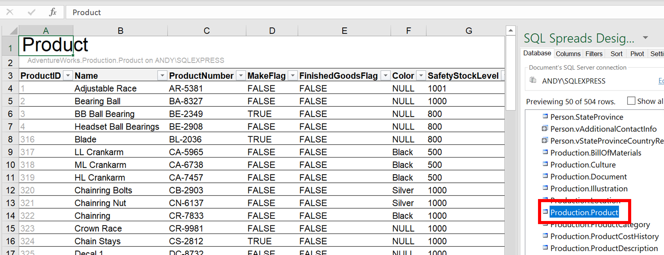 Connectez Excel SQL Server 3 tapes Faciles Spreads SQL Les