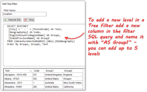 Tree Filters in Excel to View SQL Data